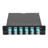China Telecommunication Networks MPO Cassette With 6 OM3 Multimode LC Duplex Adapters for sale
