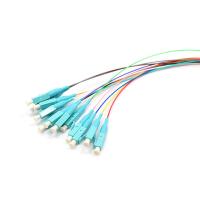 China MPO Male to LC/UPC 12-Fiber Fanout Cable OM3 50/125 10G Hytrel Jacket 400m for sale