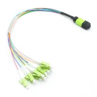 China MPO to LC Fanout Cable 12 Fibers OM5 50/125 100G Hytrel Jacket - 400m 10G Distance, 0.35dB IL for sale