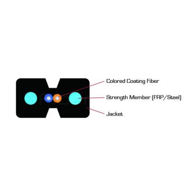 China Lightweight FTTH Optical Fiber Cable Bow Type Drop Cable 2 Core with 65kg/km Weight and -40°C to +80°C Operating Range for sale