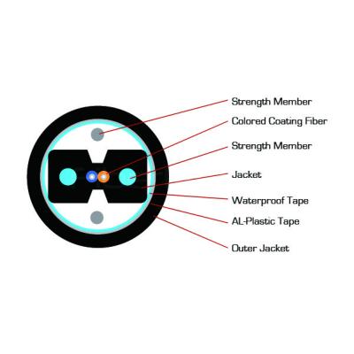 China FTTH Armored Bow-Type Drop Cable 2-4 Core with 7.0-8.0mm OD and -40°C to +80°C Temperature Range for sale