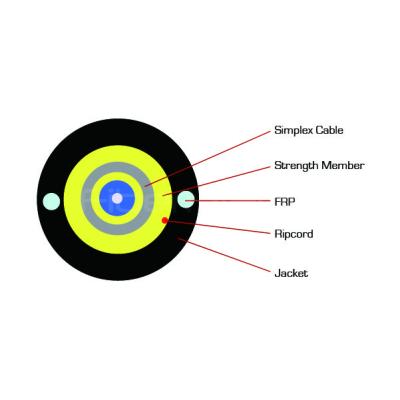 China 2-Core Round Drop Fiber Optic Cable for FTTH - 7.0mm OD, 600N Tension Resistance, -40°C to +80°C Operating Range for sale