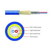 China Unitube Duplex Armored Indoor Optical Fiber Cable 2-4 Core 7.0-8.0mm OD with LSZH Jacket for sale
