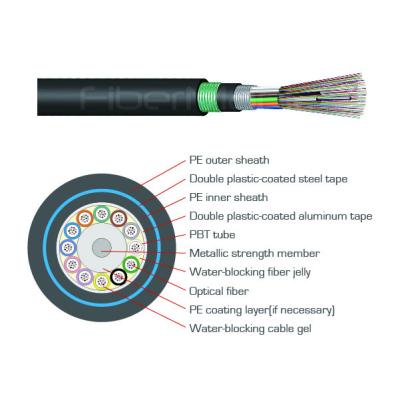 China GYTA53 Double Sheathed Double Armored Outdoor Fiber Optic Cable 2-144 Core G652D Single Mode -40°C to +80°C for sale