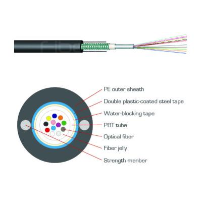 China GYXTW Central Loose Tube Outdoor Fiber Optic Cable Single Mode 12 Core 8.0mm 65kg/km for sale