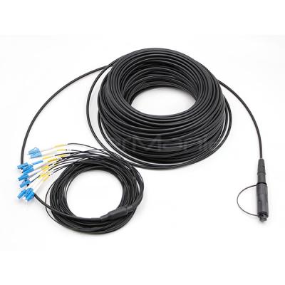 China FTTA OptiTap MPO to LC UPC 12 Cores Outdoor Waterproof Cable G.657.A1 LSZH for sale