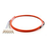 China LC UPC 6-Core Bundle Fan-Out Fiber Optic Pigtail Multimode OM1 62.5/125μm Orange Jacket with 1000-Cycle Durability for sale