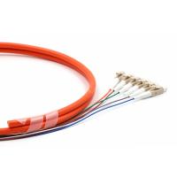 China LC UPC 6-Core Bundle Fan-Out Fiber Optic Pigtail Multimode OM1 62.5/125μm Orange Jacket with 1000-Cycle Durability for sale