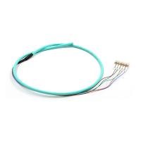 China LC UPC 6-Core PVC Bundle Fan-Out Fiber Optic Pigtail OM3 Multimode 50/125μm Aqua Jacket for sale