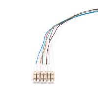 China LC UPC 6-Core PVC Bundle Fan-Out Fiber Optic Pigtail OM3 Multimode 50/125μm Aqua Jacket for sale