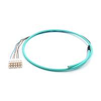 China LC UPC 6-Core PVC Bundle Fan-Out Fiber Optic Pigtail OM3 Multimode 50/125μm Aqua Jacket for sale