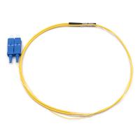 China SC/UPC 2-Core Single Mode Fiber Optic Pigtail 9/125μm with PVC Tight Buffer and Yellow Jacket for sale