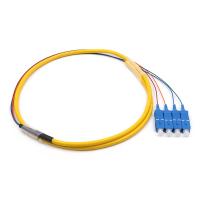 China SC UPC Single Mode Fiber Optic Pigtail 4 Cores OS2 9/125μm with PVC Bundle Fan Out Cable for sale