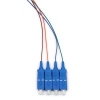 China SC UPC Single Mode Fiber Optic Pigtail 4 Cores OS2 9/125μm with PVC Bundle Fan Out Cable for sale