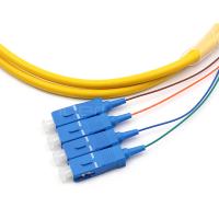 China SC UPC Single Mode Fiber Optic Pigtail 4 Cores OS2 9/125μm with PVC Bundle Fan Out Cable for sale