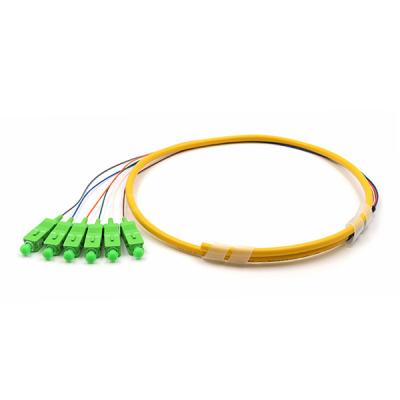 China SC APC 6-Core PVC Bundle Fan-Out Single Mode Fiber Pigtails OS2 9/125μm with 1000 Mating Cycles for sale