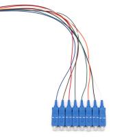 China SC UPC 8-Core PVC Bundle Fan-Out Fiber Optic Pigtail Single Mode OS2 9/125μm Yellow Jacket for sale