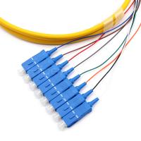 China SC UPC 8-Core PVC Bundle Fan-Out Fiber Optic Pigtail Single Mode OS2 9/125μm Yellow Jacket for sale