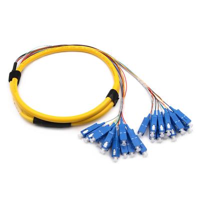 China SC UPC 24-Core Fiber Optic Pigtail with 2 Bundles Breakout Cable OS2 Single Mode Yellow Jacket -20℃ to +70℃ Operating Temperature for sale