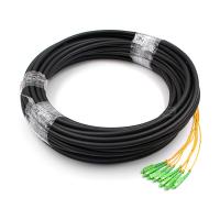 China SC APC 8-Core Fiber Optic Pigtail Patch Cord Single Mode OS2 PE Black Jacket - 1310/1550 nm for sale