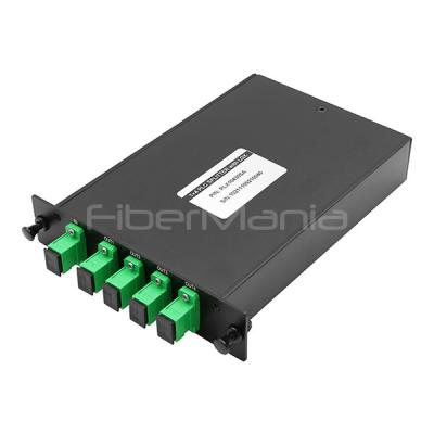 China Compact LGX Box PLC Splitter 1x4 with 7.2dB Insertion Loss for FTTH Networks 1260-1650nm for sale