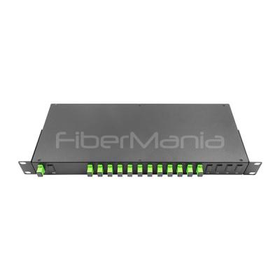 China 1U Rack Mount PLC Splitter 1x12 SC APC Connectors with 1260-1650nm Wavelength Range for sale