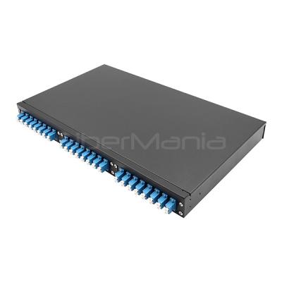 China 1U 19-Inch Fixed Fiber Optic Patch Panel with 24 LC Duplex Single Mode Adapters - 1.0mm Steel Construction for sale