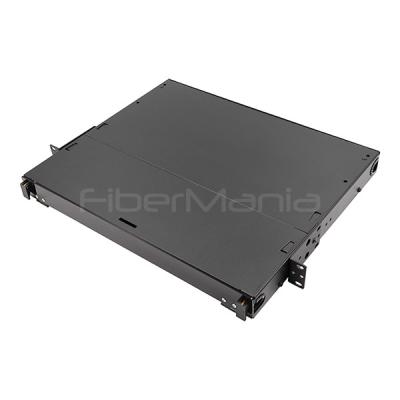 China 1U 19-inch Rack Mount Fiber Optic Patch Panel with 3 LGX Adapter Panels - 12-144 Fiber Core Capacity for sale
