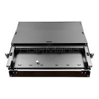 China 1U 19-inch Rack Mount Fiber Optic Patch Panel with 3 LGX Adapter Panels - 12-144 Fiber Core Capacity for sale