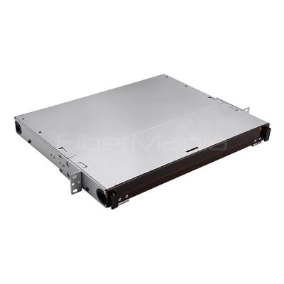 China 1U 19-Inch Silver Fiber Optic Distribution Panel Rack Mount with 3 LGX SC Adapters - 12-144 Core Capacity for sale