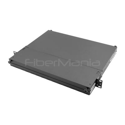 China 1U 19-Inch Fiber Optic Patch Panel with 3 LGX Adapter Panels and 2 Spool - Rack Mount 12-144 Core Capacity for sale