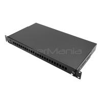 China 1U 19-Inch Sliding Fiber Optic Patch Panel with 24 SC Simplex OS2 Single Mode Adapters for Data Centers for sale