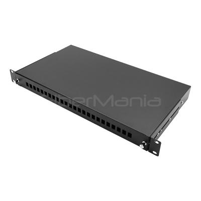 China 1U 19-Inch Sliding Fiber Optic Patch Panel with 24 SC Simplex OS2 Single Mode Adapters for Data Centers for sale
