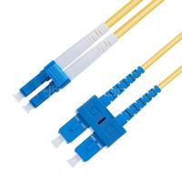 China LC UPC to SC UPC Fiber Optic Patch Cable Duplex Single Mode OS2 3.0mm Yellow - 10km/40km Transmission, 9μm Core for sale