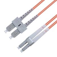 China SC UPC to LC UPC Duplex Fiber Optic Patch Cable 62.5/125 OM1 Multimode OFNR 3.0mm Orange for sale