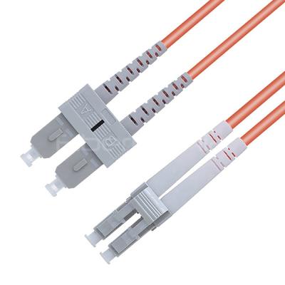China SC UPC to LC UPC Duplex Fiber Optic Patch Cable 62.5/125 OM1 Multimode OFNR 3.0mm Orange for sale