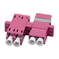 China LC UPC to LC UPC OM4 Multimode Duplex Fiber Optic Adapter with 0.2dB Insertion Loss and 500 Mating Cycles for sale