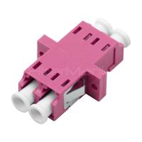 China LC UPC to LC UPC OM4 Multimode Duplex Fiber Optic Adapter with 0.2dB Insertion Loss and 500 Mating Cycles for sale