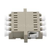 China Beige LC to LC Multimode Quad Fiber Optic Adapter with 0.15dB Insertion Loss and -40°C to +85°C Temperature Range for sale