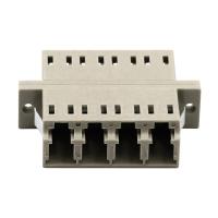 China Beige LC to LC Multimode Quad Fiber Optic Adapter with 0.15dB Insertion Loss and -40°C to +85°C Temperature Range for sale