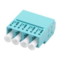 China LC to LC OM3 Multimode Aqua Quad Fiber Optic Adapter - 1.25mm Ferrule, ≤0.2dB Insertion Loss, Flangeless Design for sale
