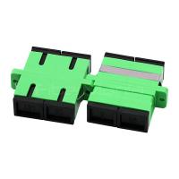 China SC APC to SC APC Single Mode Duplex Fiber Adapter - Green Flangeless Design with 500 Mating Cycles and IP5X Dust Protection for sale