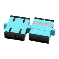 China SC UPC To SC UPC OM3 Multimode Duplex Plastic Fiber Optic Adapter – Aqua for sale