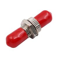China ST to ST Multimode Simplex Metal Fiber Optic Adapter Coupler with Red Cap 126μm for sale