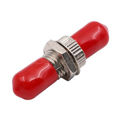 China ST to ST Multimode Simplex Metal Fiber Optic Adapter Coupler with Red Cap 126μm for sale