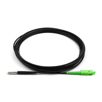 China SC APC Pushable to SC APC Fiber Optic Patch Cable Simplex Single Mode OS2 PE 3.0mm Black for sale