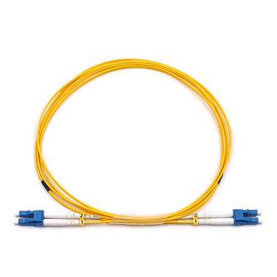 China Single Mode Duplex Fiber Optic Patch Cable LC UPC to LC UPC OS2 9/125μm 2.0mm Yellow for sale