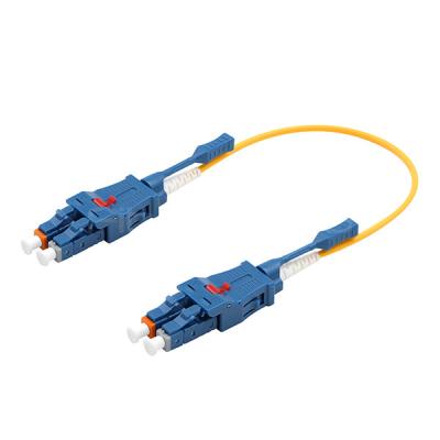China LC UPC to LC UPC Uniboot Fiber Optic Patch Cable Single Mode OS2 2.0mm Yellow with Pull Tab for 10km-40km Transmission for sale