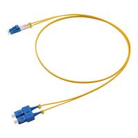 China LC UPC to SC UPC Short Tail Duplex Single Mode Fiber Patch Cable OS2 1.6mm 9/125μm for sale