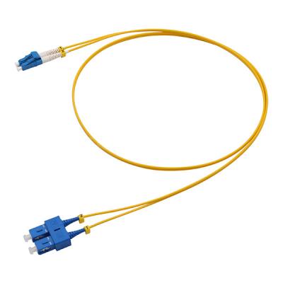 China LC UPC to SC UPC Short Tail Duplex Single Mode Fiber Patch Cable OS2 1.6mm 9/125μm for sale